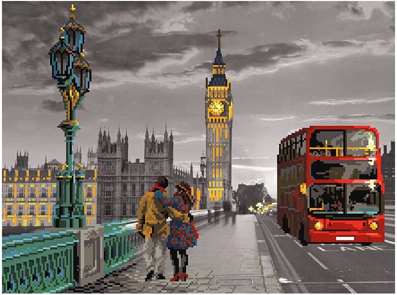 Матренин посад канва с рисунком Небо Лондона 1723, для вышивки крестом, размер 33x45 см