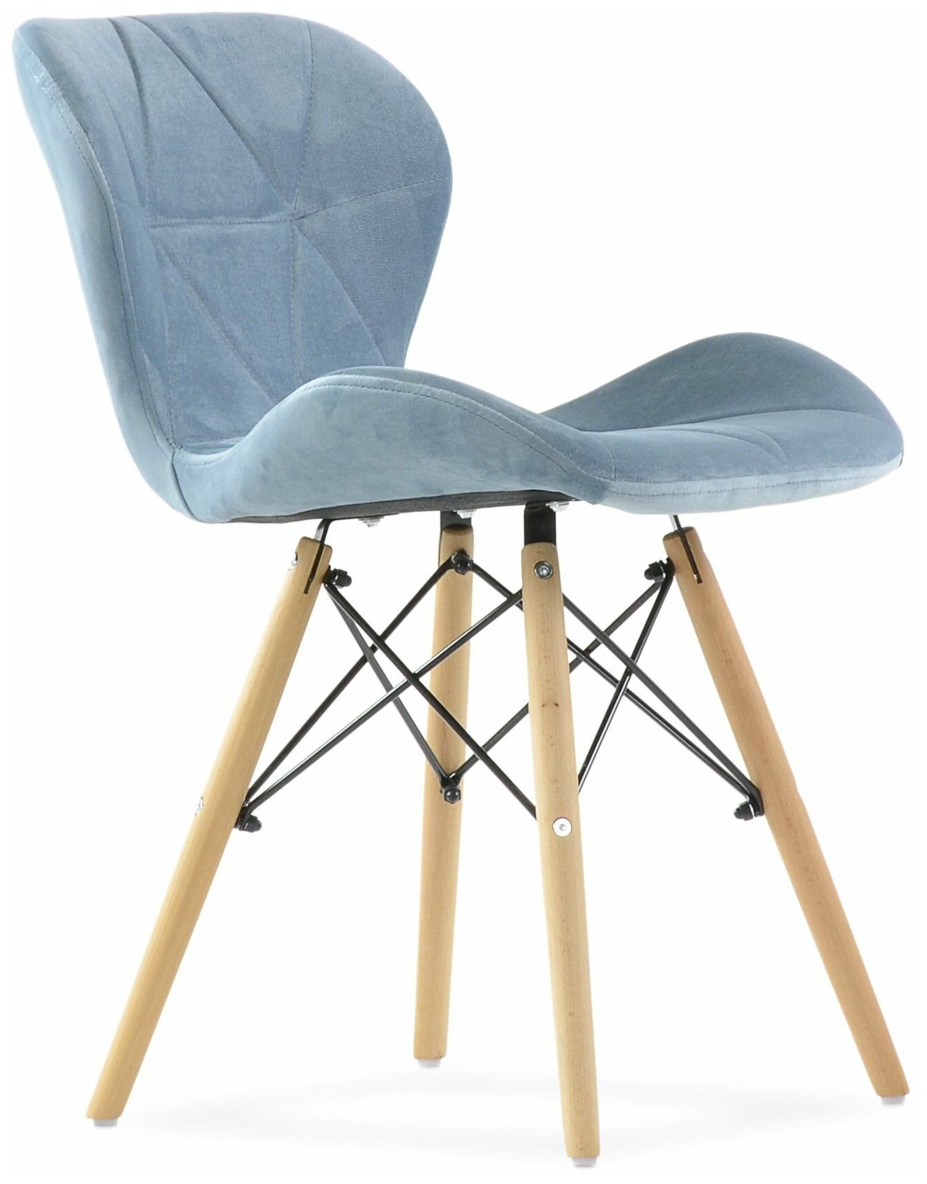 Стул N-42 STOOL MARKET голубой, ткань, дерево, мягкое сиденье, без подлокотников