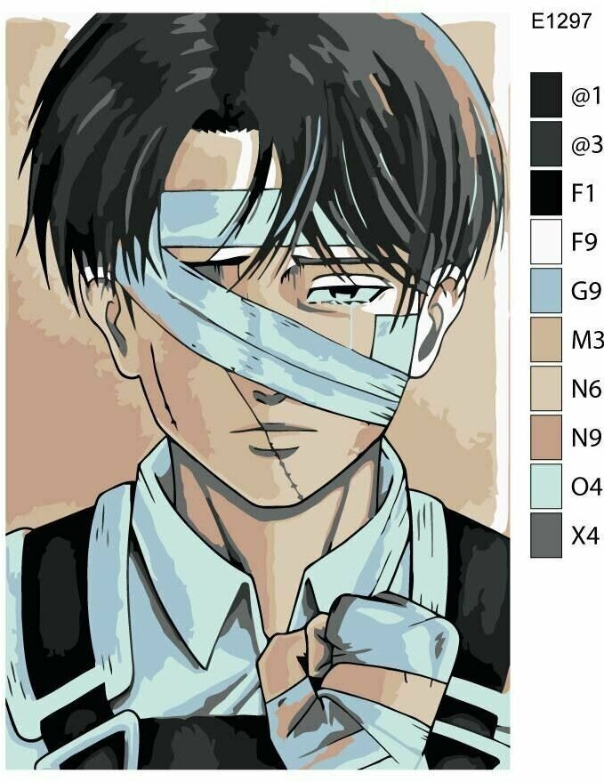 Детская картина по номерам E1297 "Аниме Атака Титанов. Леви Аккерман" 20x30