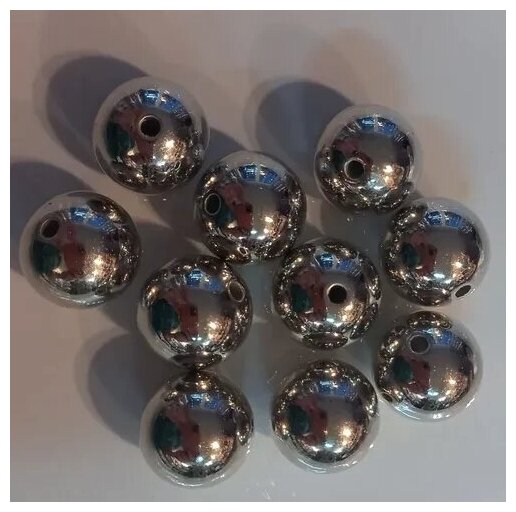 Бусины 18 мм серебристые