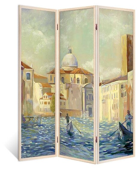 Ширма перегородка Венеция. 3 створки кремовый дуб 176х140 см