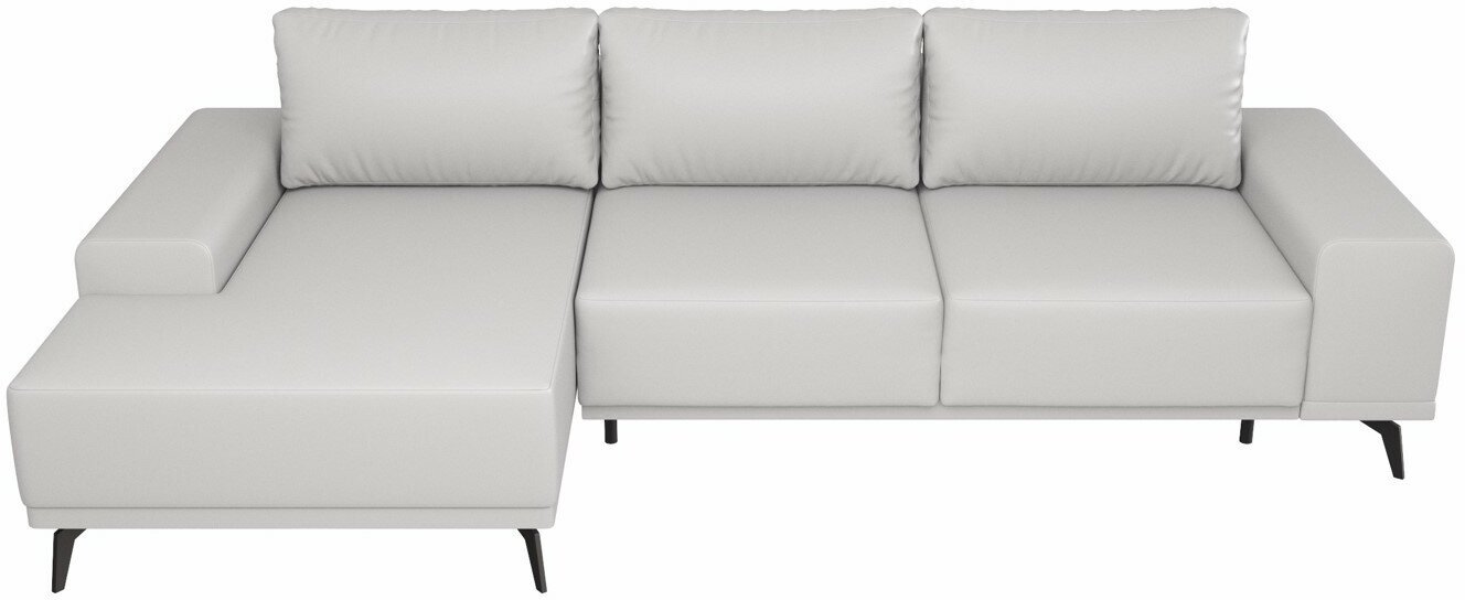 Угловой диван Нео, Экокожа, Белый, Угол левый, Ящик для белья, 263х150х75см