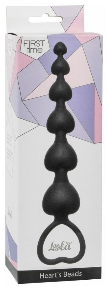 Чёрная анальная цепочка Heart s Beads Black - 18 см, черный