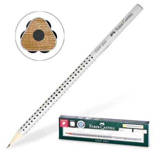 Карандаш чернографитный FABER-CASTELL, 1 шт, "Grip 2001", НВ, трехгранный, без резинки, 117000
