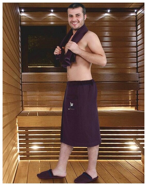 Мужской набор для сауны из махры (килт, полотенце, тапки) Dufour Maison Dor (кремовый), Универсальный