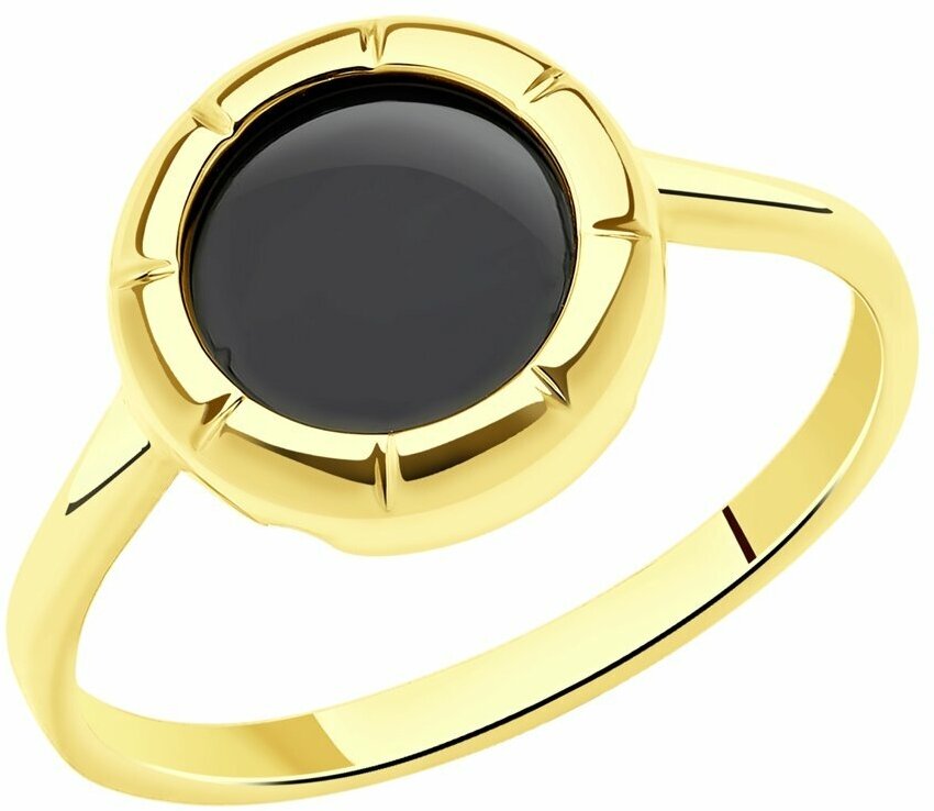 Кольцо, желтое золото, 585 проба, агат