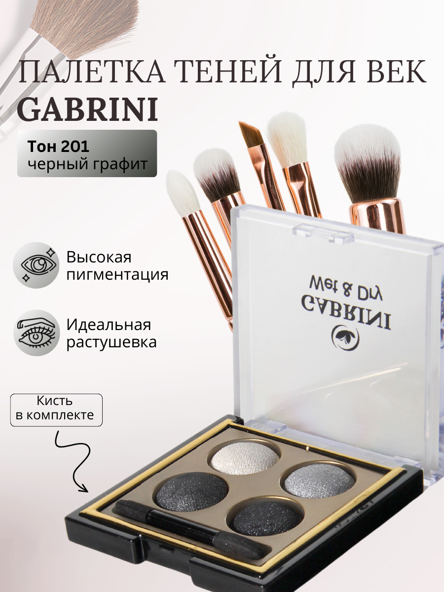 Тени для век Терракотовый квартет, запеченные, в палетке их четырех оттенков, сатиновый финиш, серо-черные, 6.0 г