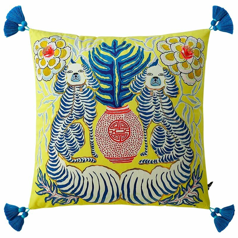 Бархатный чехол для подушки Formaso, тигр, 45x45 см