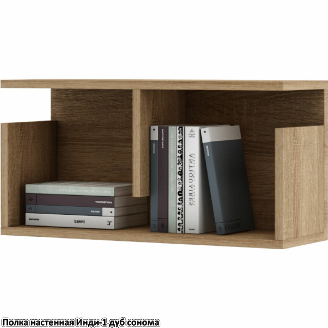 Полка настенная Инди-1 Дуб-сонома, ЛДСП, МФ Владимир VMF, 60х30х20 см.