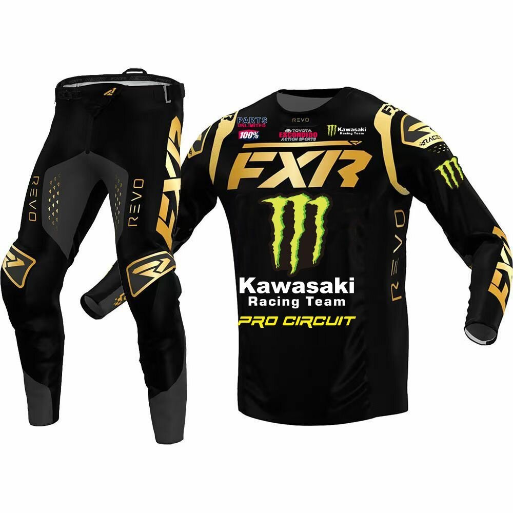 Новый 2023 гоночный костюм FX Kawasak мотокросс Джерси и штаны MX ATV Dirt Bike Gear Set мотоциклетная одежда mtb enduro