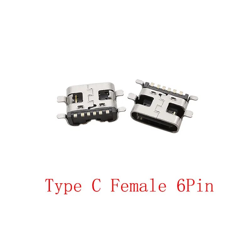 Лочеук USB Type C гнездовой разъем 2/6/16 контактов 6Pin Horizontal