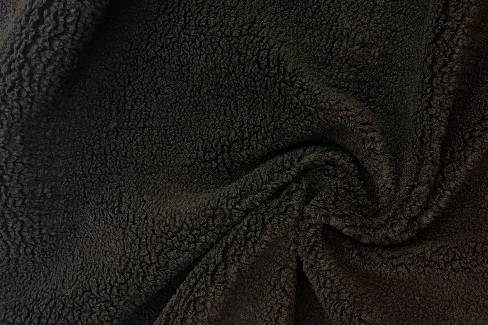 Ткань Мех искусственный «Барашек» черный, ш146см, 0,5 м