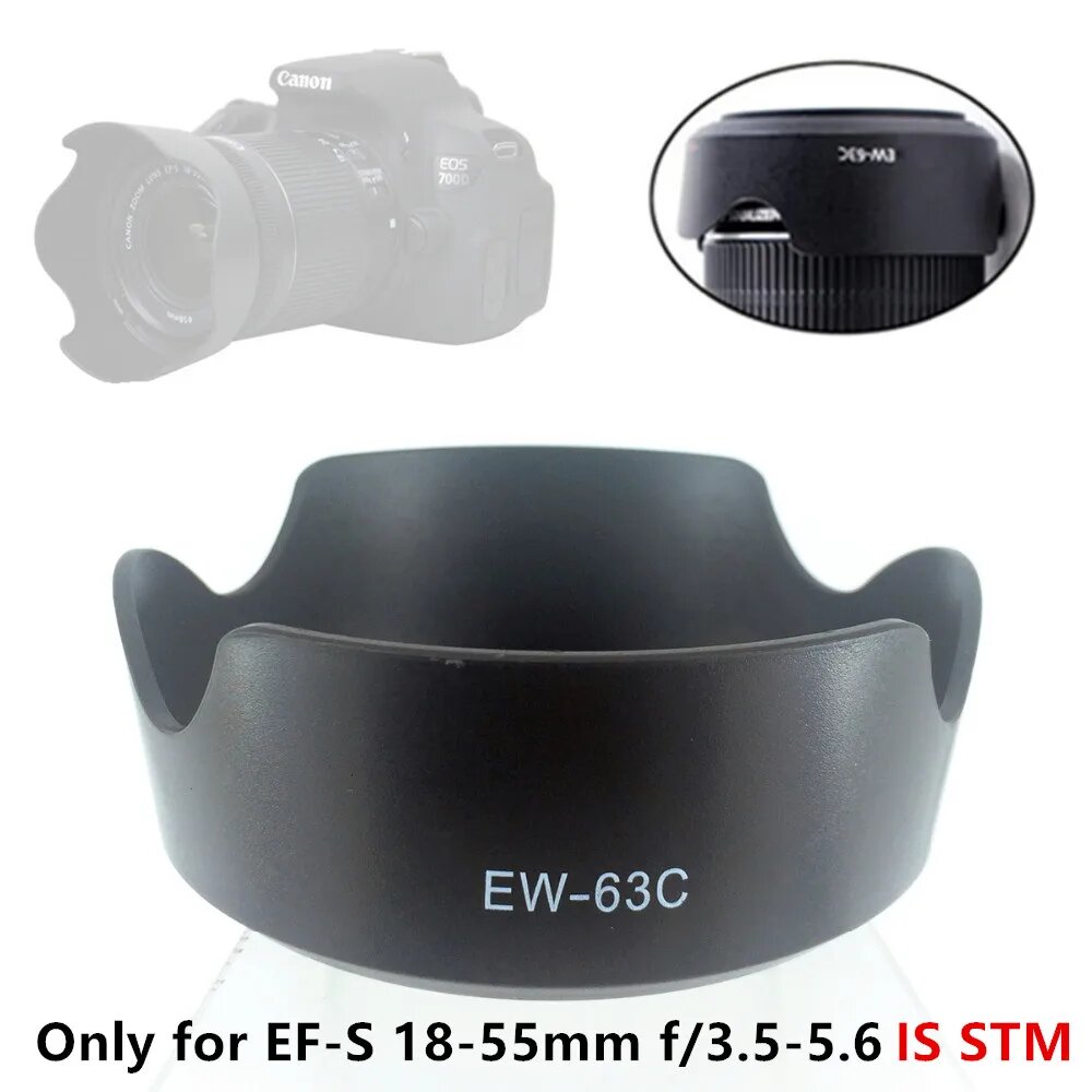 Бленда объектива Qalart PA550 черная для Canon EF-S 18-55 мм f/3.5-5.6 IS STM