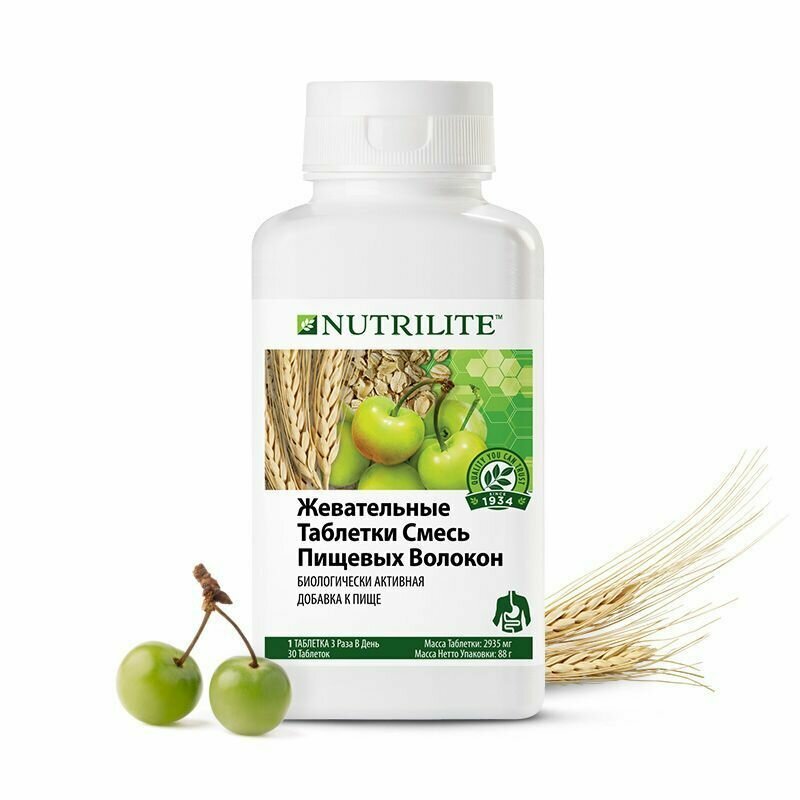 Amway NUTRILITE Жевательные таблетки Смесь пищевых волокон, 30 таб. (таблетки массой 2935 мг)