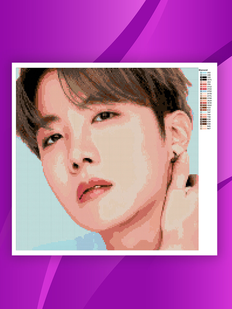 Алмазная мозаика без подрамника - вышивка BTS J-Hope Хосок 40 х 40 см