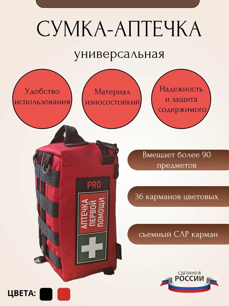 Органайзер аптечка без наполнения PRO красная