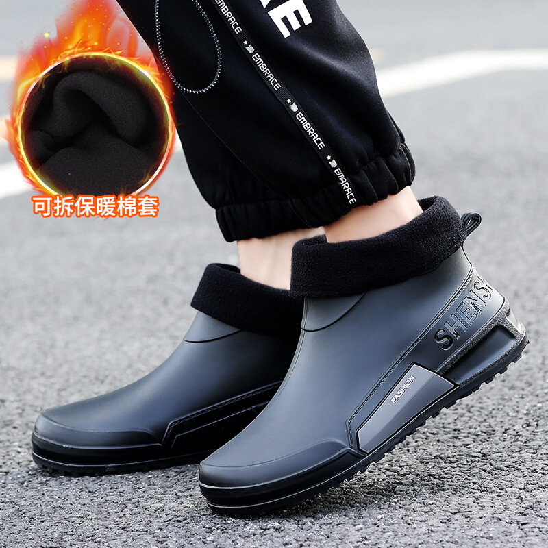 Полусапожки водонепроницаемая обувь для мужчин и женщин резиновые сапоги короткие бочонки пара корейская версия резиновые сапоги для улицы нескользящие износостойкие водонепроницаемые сапоги резиновая обувьEU:38