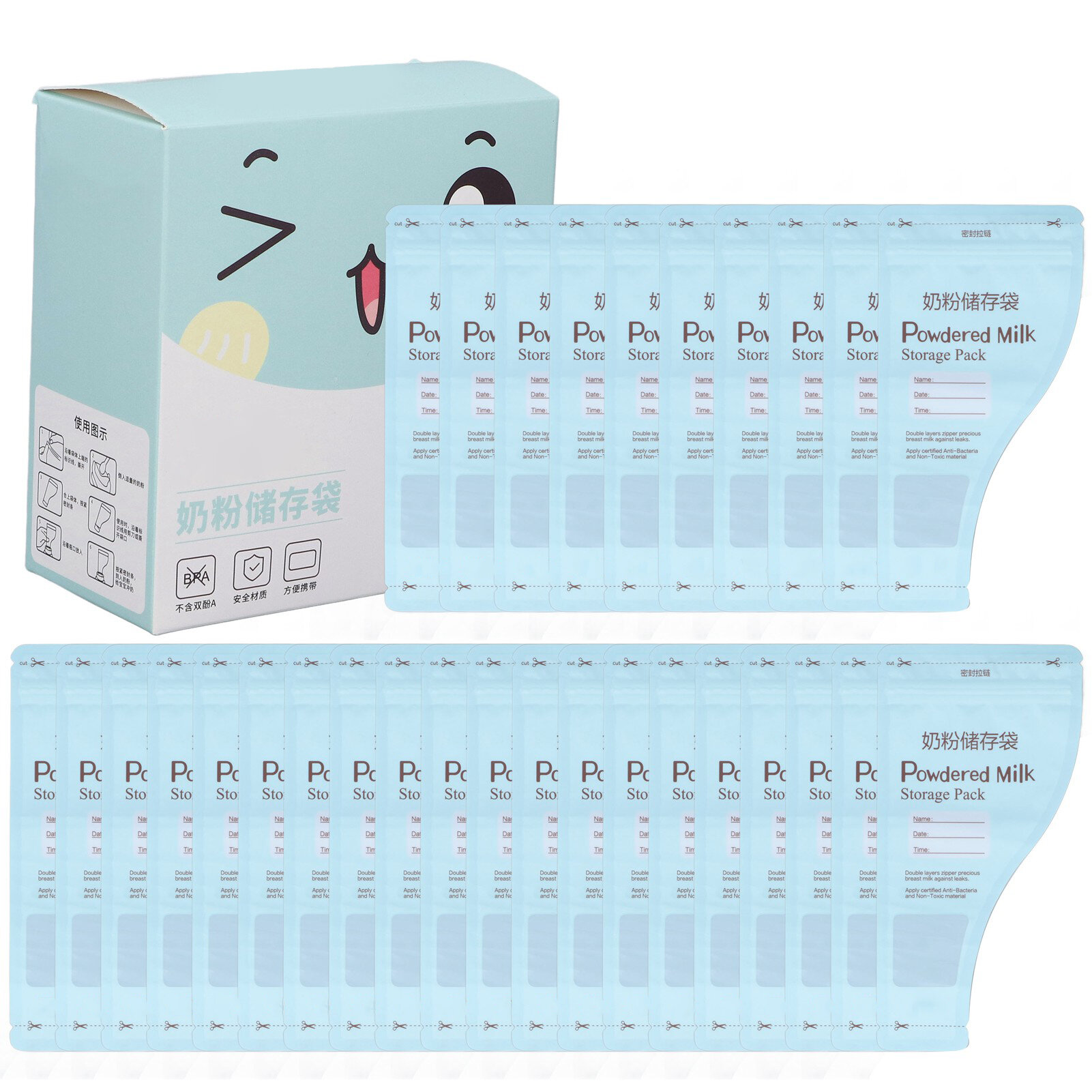 30 шт, контейнеры для детского питания, легкий вес, портативный, безопасный, здоровый, мешок для сухого молока, прочное уплотнение, одноразовые