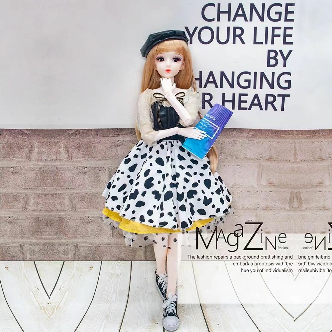 Кукла на шарнирах 60 см/игрушка для девочек BJD/с одеждой, обувью и шляпой/расчесываемые волосы