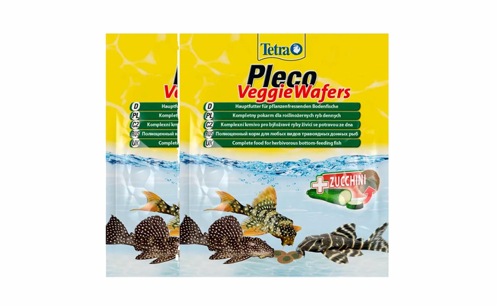 TetraPleco Veggie Wafers корм-пластинки с добавлением цуккини для донных рыб 15 г х 2 шт.