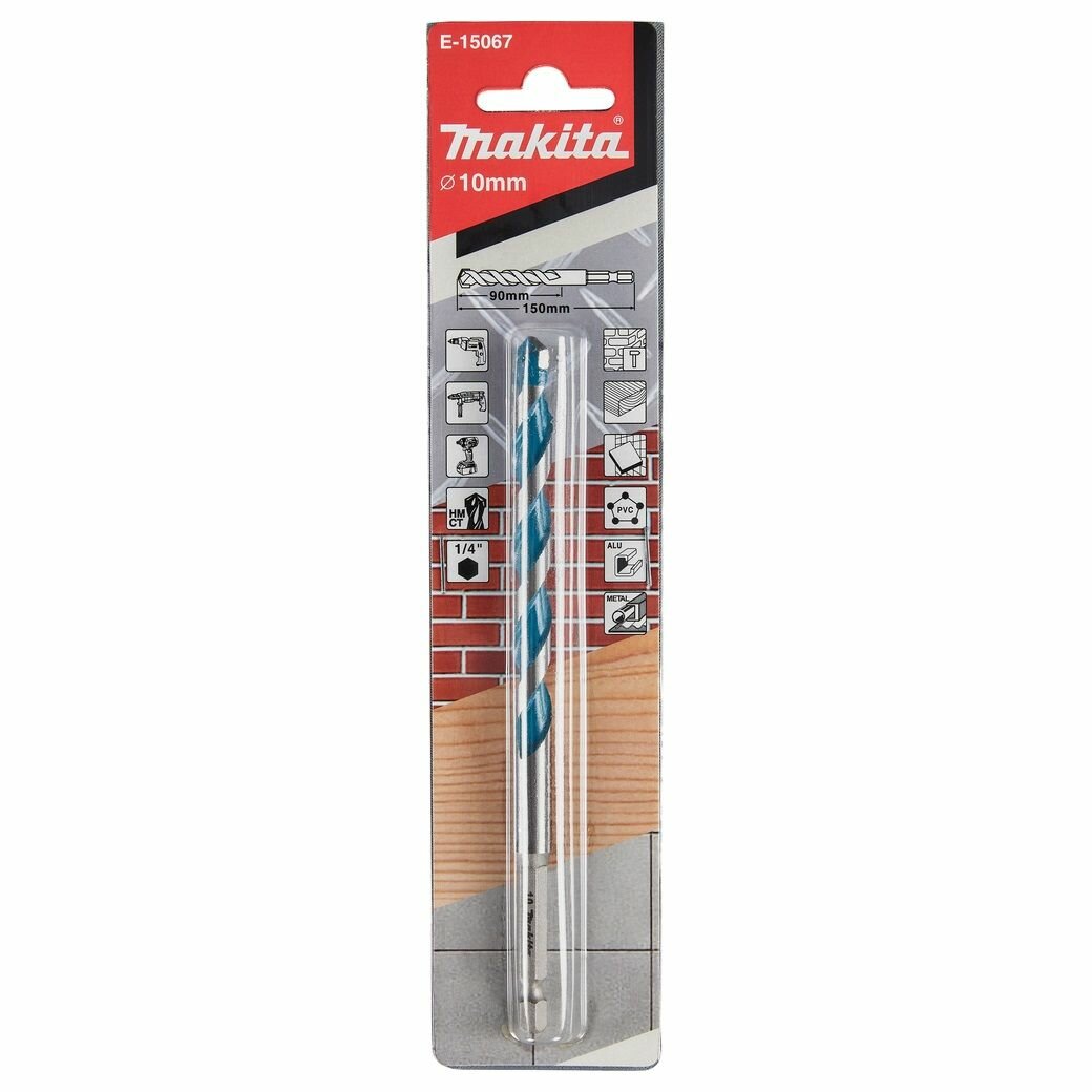Сверло универсальное для импакта (10x90x150, хвостовик 1/4") Makita (E-15067)
