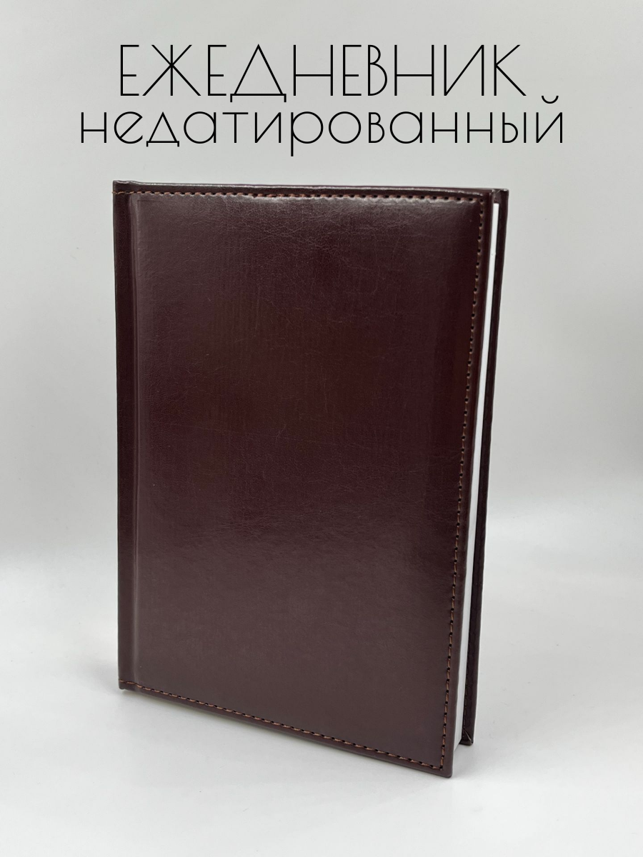 Ежедневник Visa, недатированный, формат B6, коричневый, искусственная кожа, 136 листов, белая бумага
