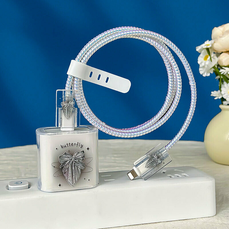 Защитный чехол для зарядного устройства, для Apple, с кусачками для проводов, серый бант