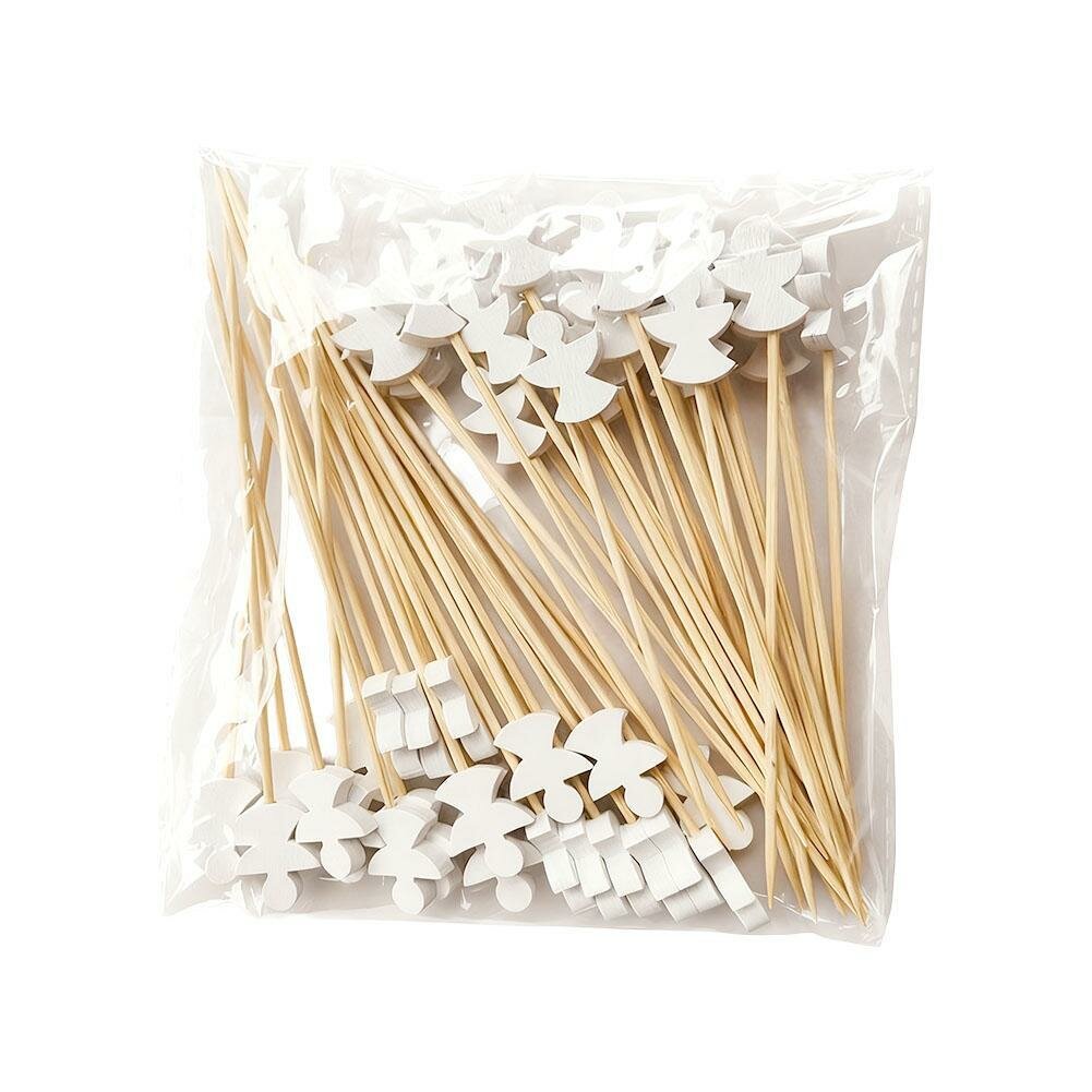 Шпажки праздничные елочки, дед мороз, снеговик, снежинка для канапе, набор 50 штук высота 12 см, новогодние