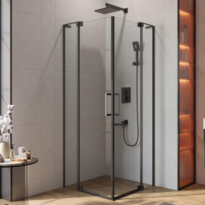 Душевой уголок Cezares Slider AH 2 70/80 80/90 C NERO профиль черный, стекло прозрачное
