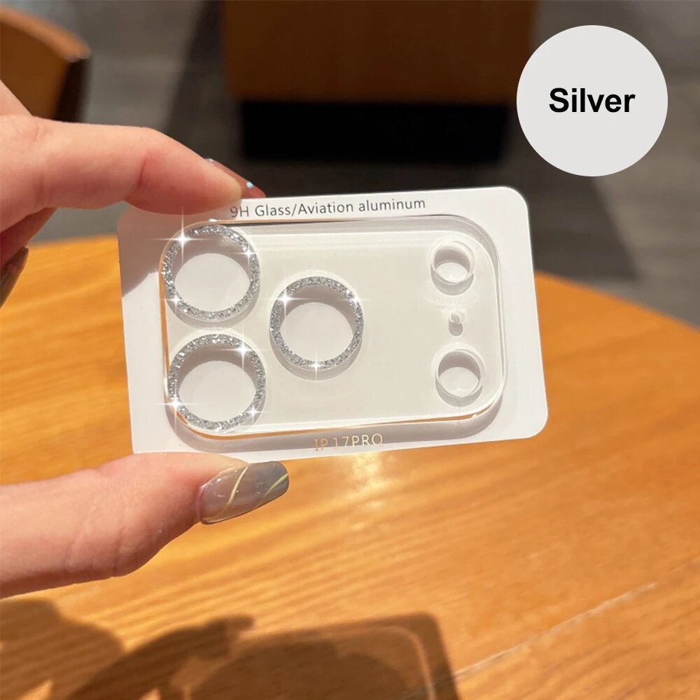 Блестящая защита объектива камеры для iPhone 17 Pro Max 15 14 16 Pro Max 13, For 17 Pro Max, Silver