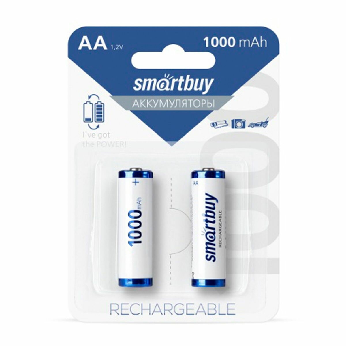 Аккумулятор SmartBuy AA (HR06) 1000 mAh, блистер, 2шт. (SBBR-2A02BL1000)