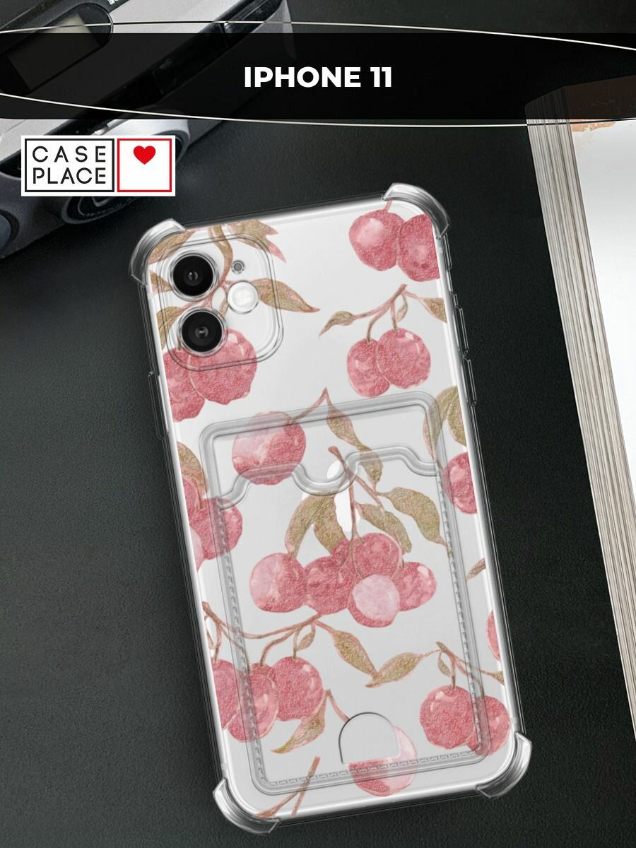 Чехол на Apple iPhone 11 (Айфон 11) с картой и принтом Сливы 2