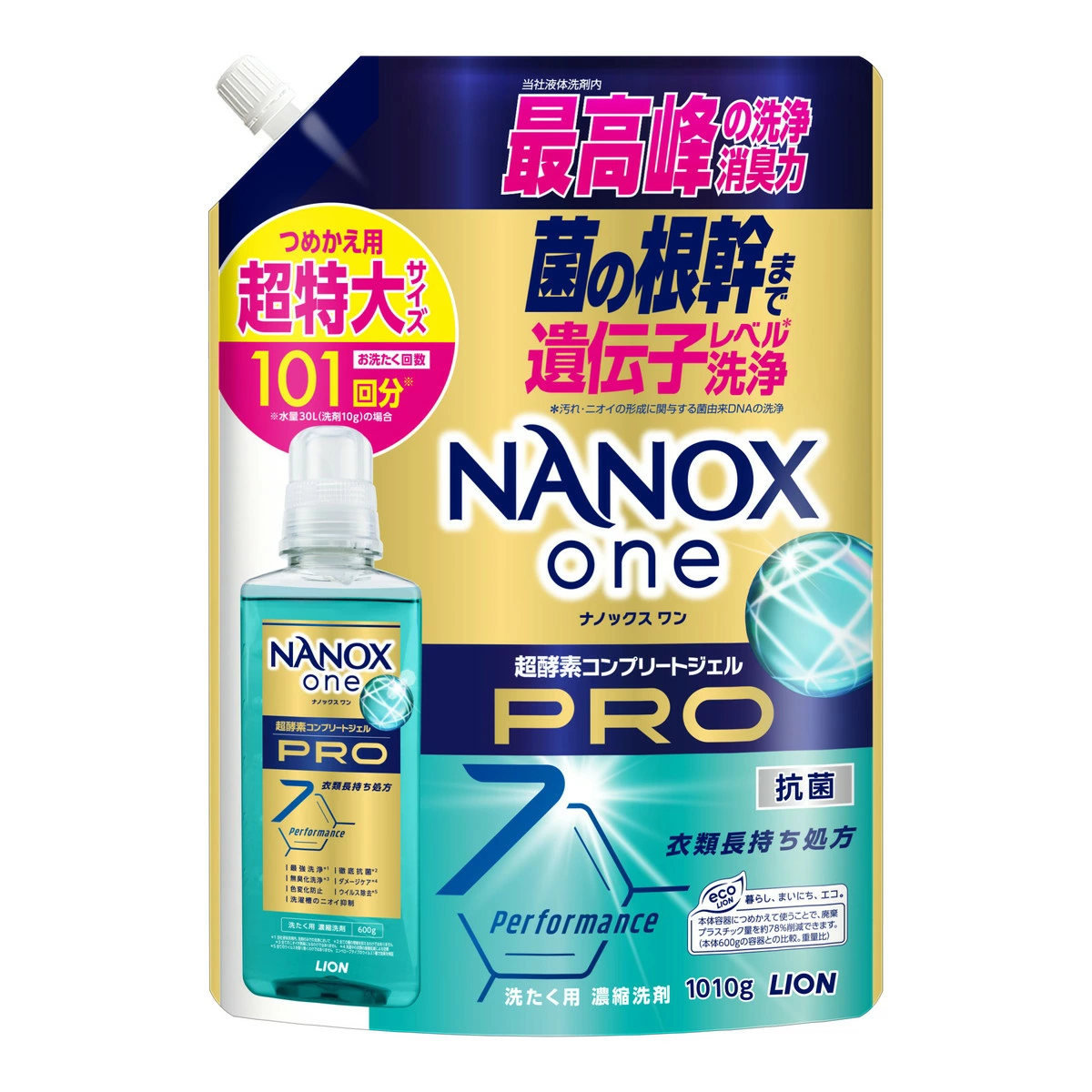 Гель для стирки LION NANOX one Pro 7 Perfomance Концентрат 7 эффектов, аромат свежести 1010 гр, см. уп.