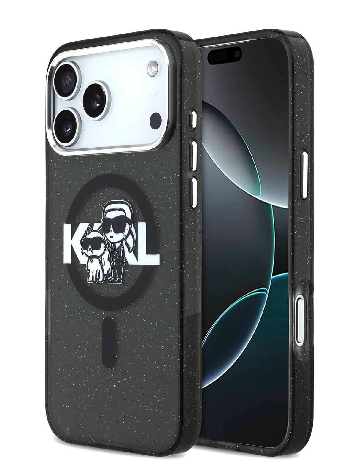 Чехол Karl Lagerfeld на iPhone 17 Pro Max, с магнитами MagSafe, с принтом IML Sketch, с защитным бортиком, черный