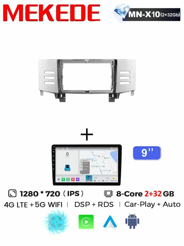 Магнитола 9" Mekede MN X10 Pro 2/32 Gb Toyota Mark X 1 X120 2004-2009 carplay
