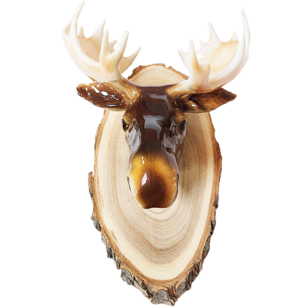 Трофейное фарфоровое панно на стену голова "Лось"