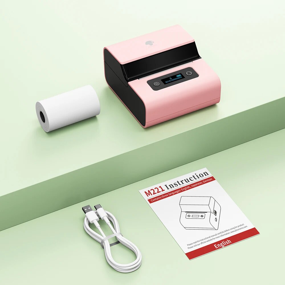 Phomemo M221 Широкий принтер этикеток Беспроводной Bluetooth-принтер для печати наклеек Ширина: 20-80 мм для фотоценных тегов Супермаркет