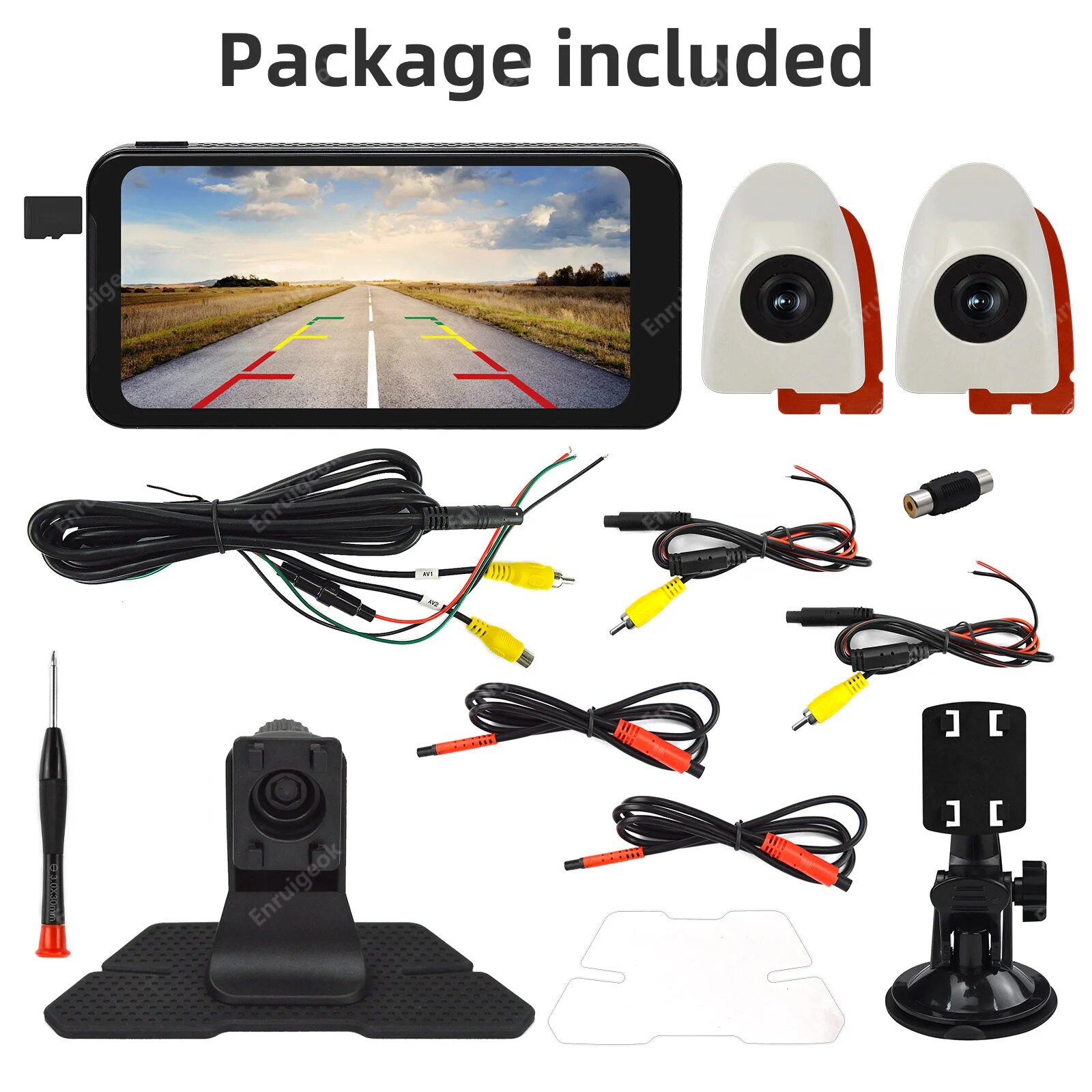 EnruigeOk Автомобильная HD-камера бокового вида слепого и справа с 6,25-дюймовым видеорегистратором, двойной разделенный монитор, помощь при парковке для слепых зон для автомобиля, фургона, грузовика, внедорожника