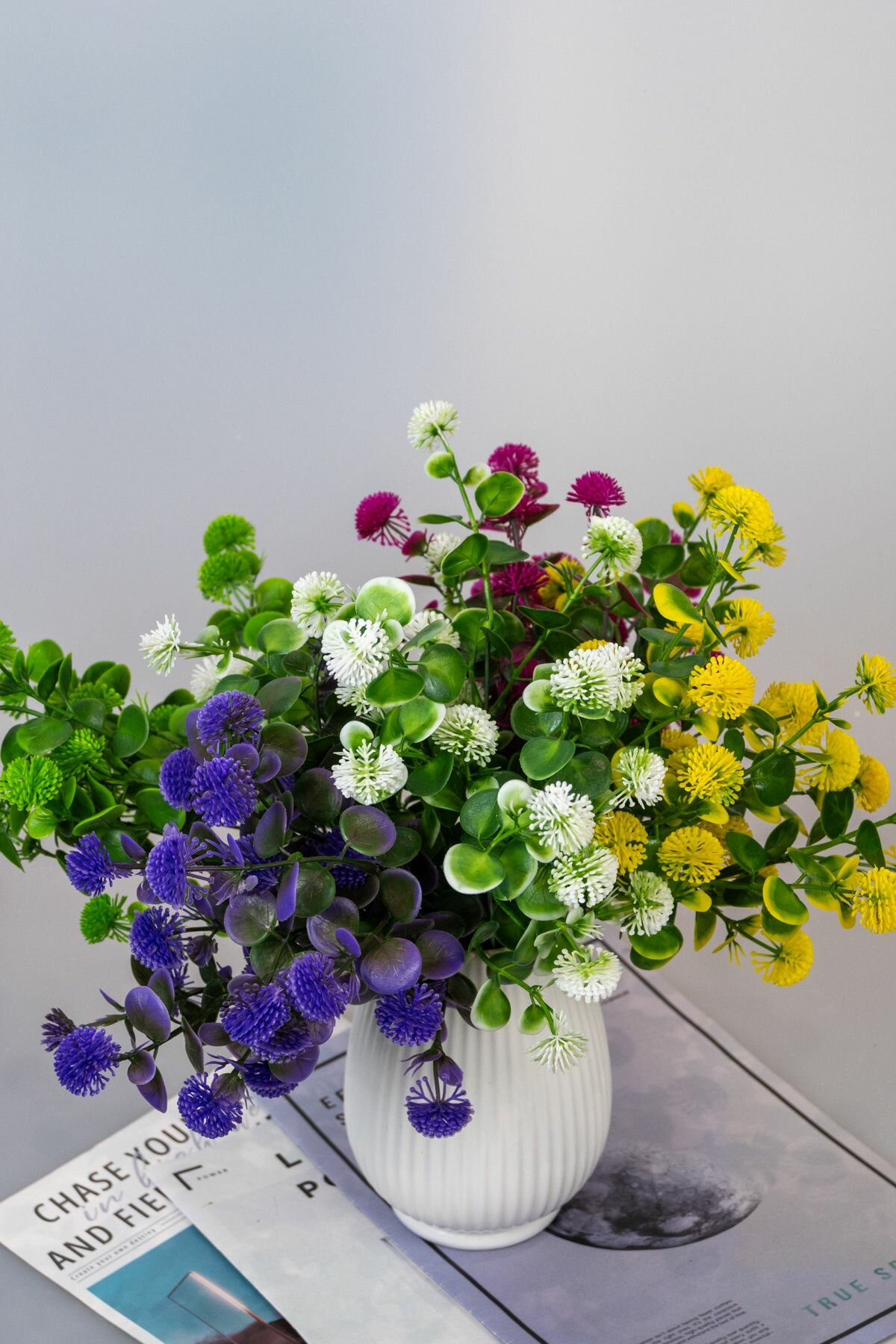 Искусственные цветы Шарики микс 5шт букет для декора или на кладбище 35 см