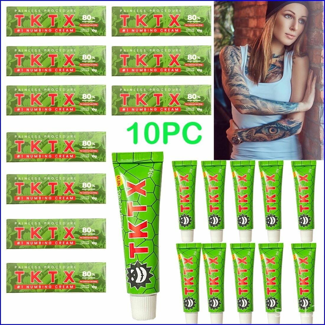 Обезболивающий крем Экстра-сила, Обезболивающий крем , Средство для заживления татуировки 80% Содержание болеутоляющи