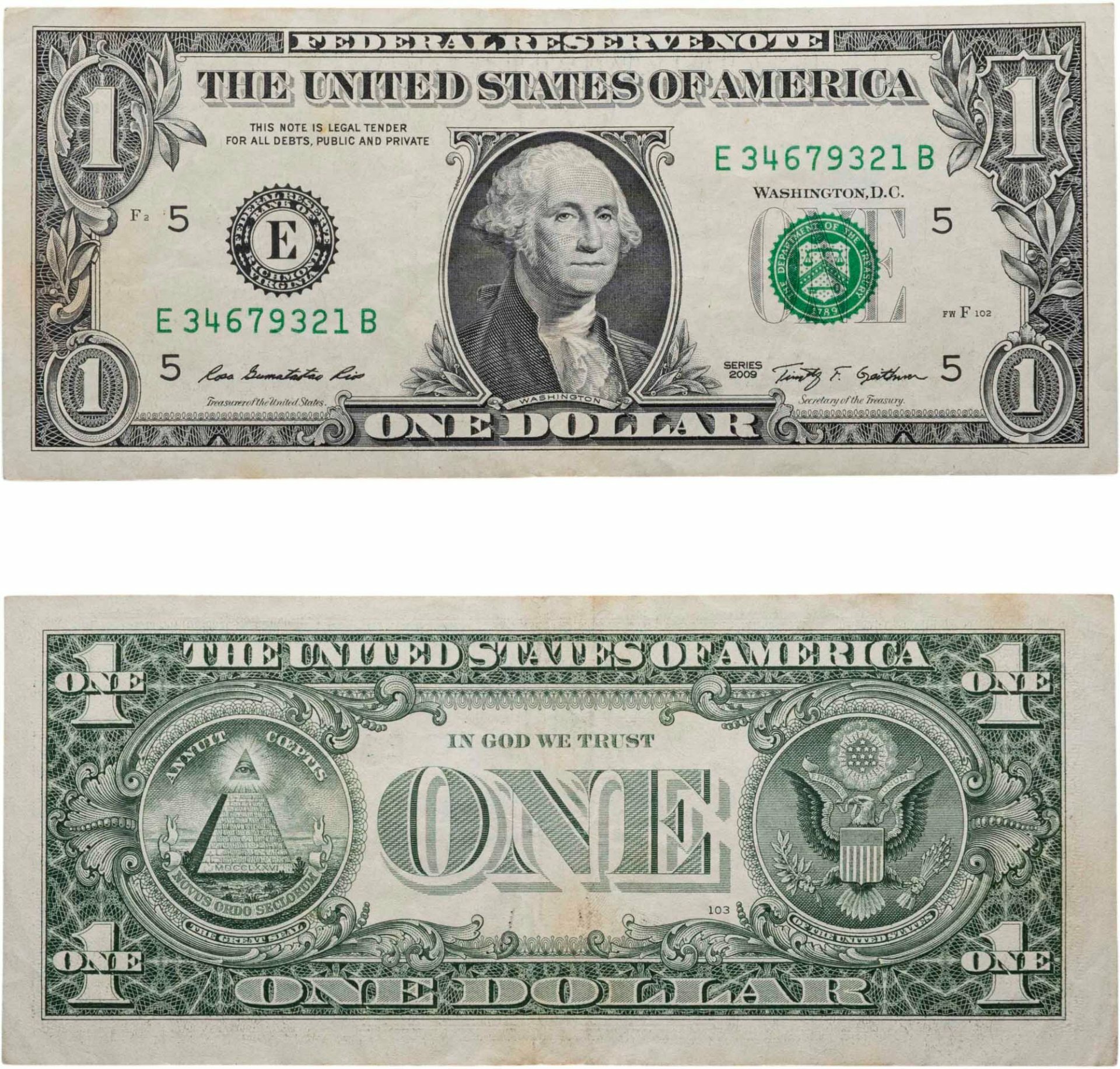 США 1 доллар 2009 год Pick 530 Е-Ричмонд