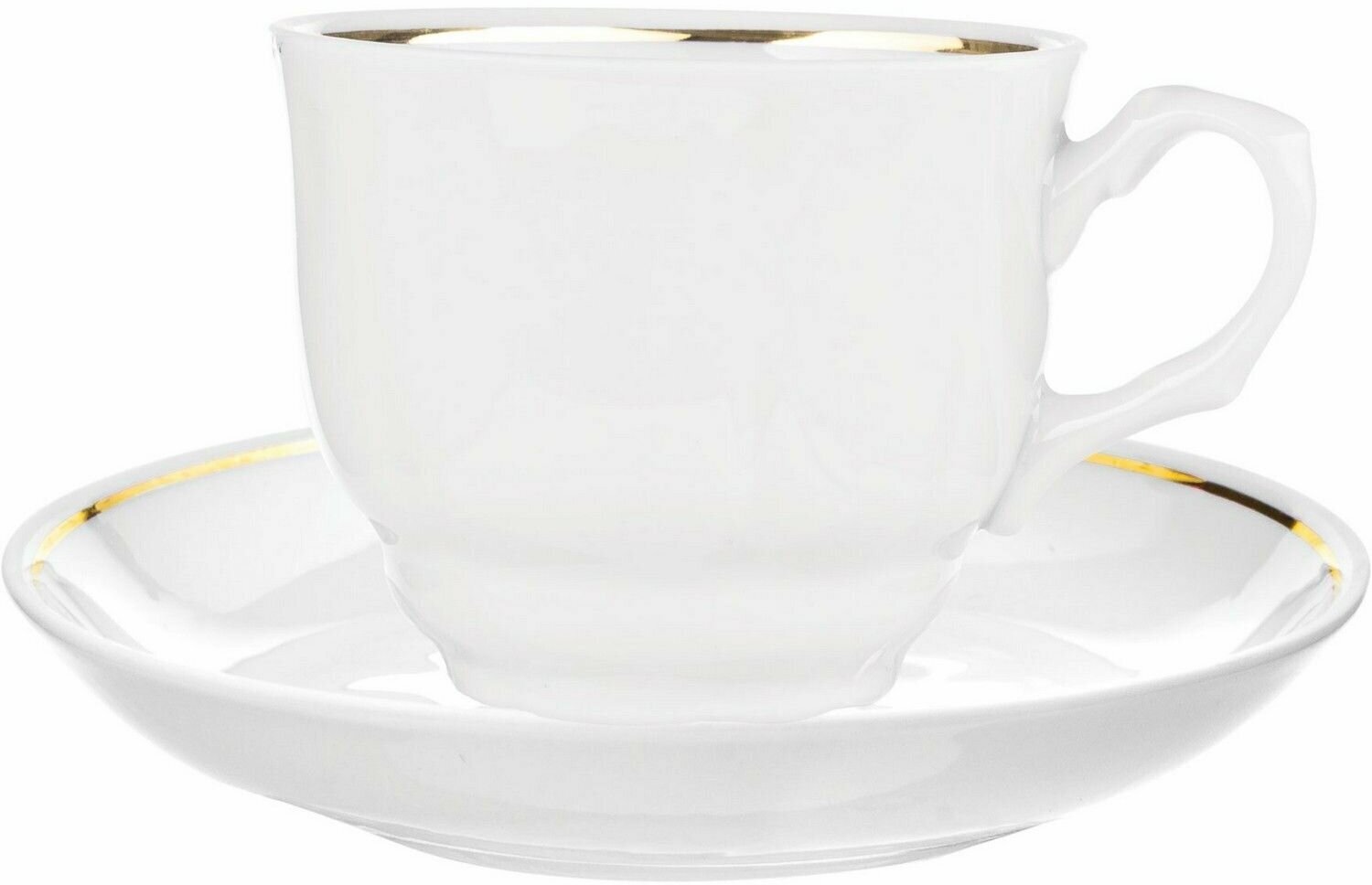 Пара чайная Тюльпан 250мл, 150х150х75мм, фарфор, белый-золотой