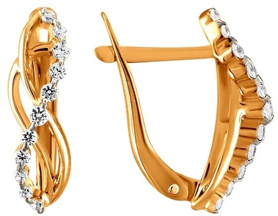 Серьги, золото, 585 проба, фианит