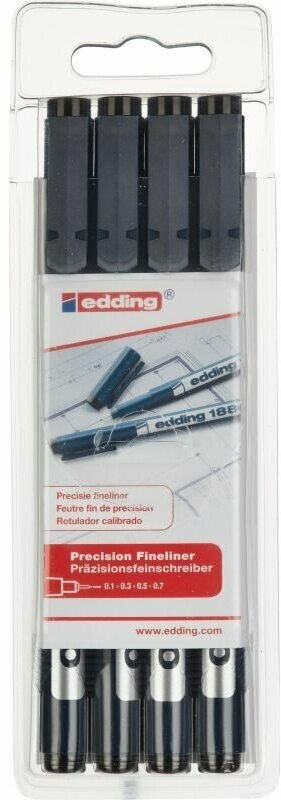 Edding Линер E-1880/4S: 0.25, 0.35, 0.5, 0.7, набор 4 шт