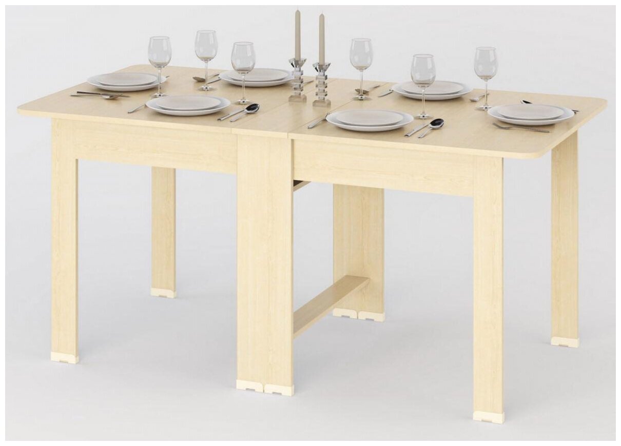Стол-книжка раскладной обеденный 170 см со скругленными углами МагМебель Ральф-8 дуб молочный