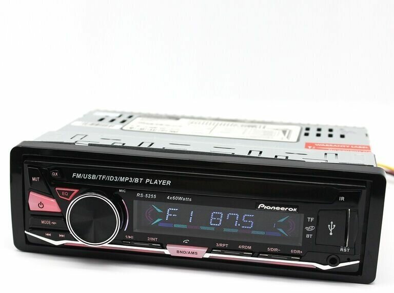 Магнитола Bluetooth, USB, AUX, 4x60W, громкая связь, управление со смартфона, крепление пульта на руль. DV-Pioneer. Ok RS-5255