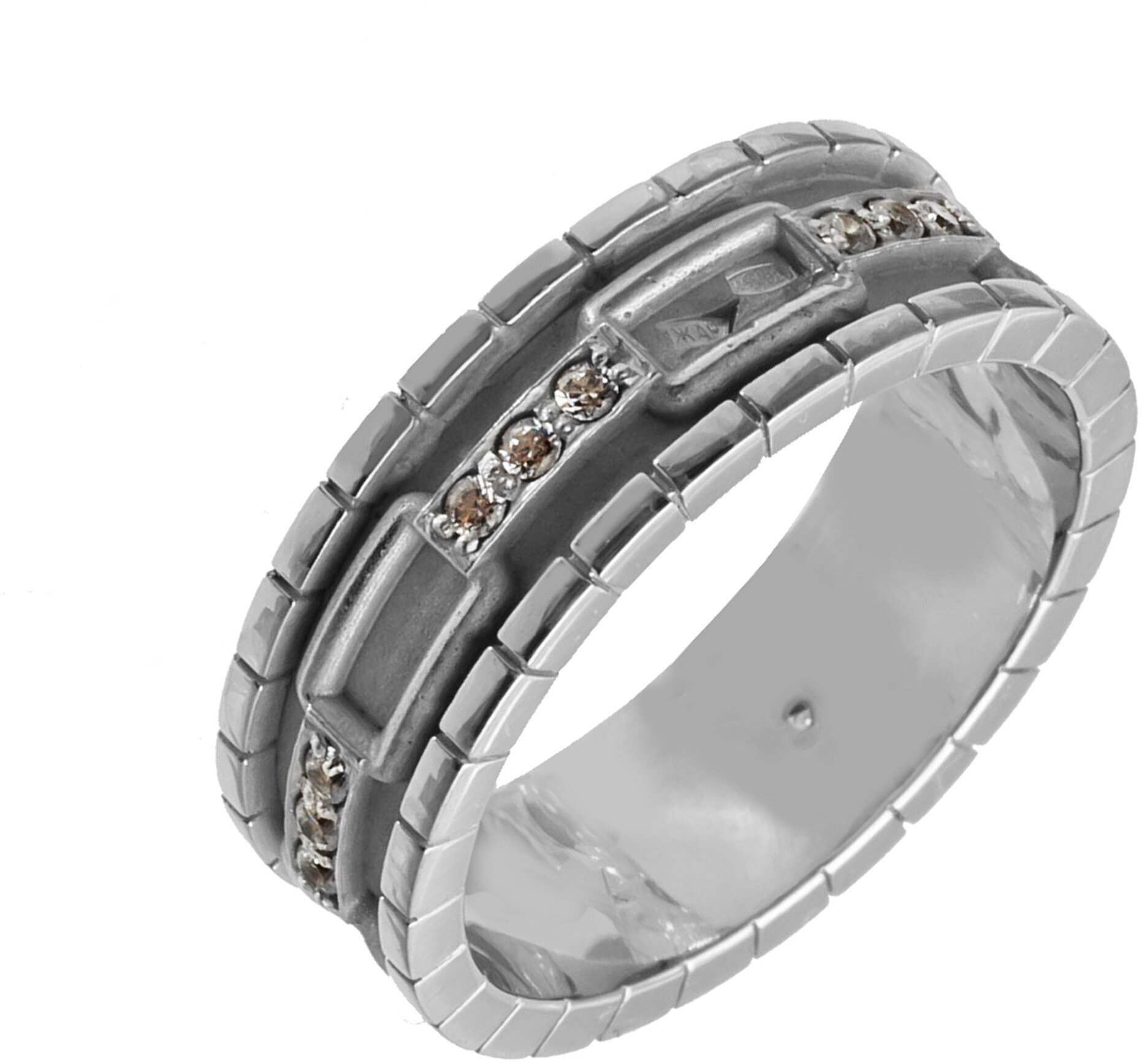 Кольцо обручальное, серебро, 925 проба, родирование, топаз