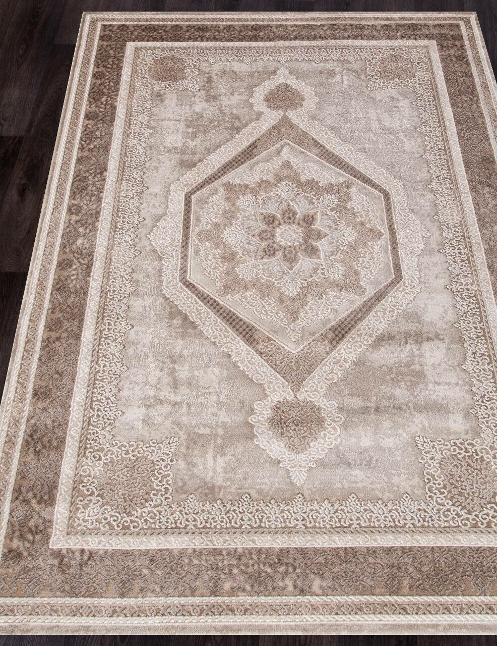 Ковер на пол в гостиную в спальню 80х150 см бежевый классический ворс 10 мм 287320 KoverVDom