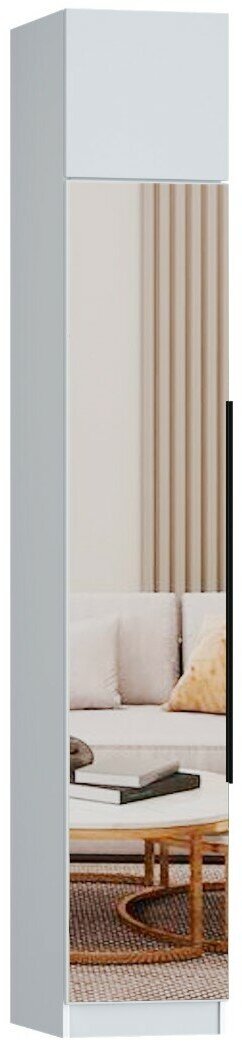 Шкаф-пенал, для одежды Эрик, Легкомаркет, левый, 60х52х230, цвет белый, бельевой, с зеркалом