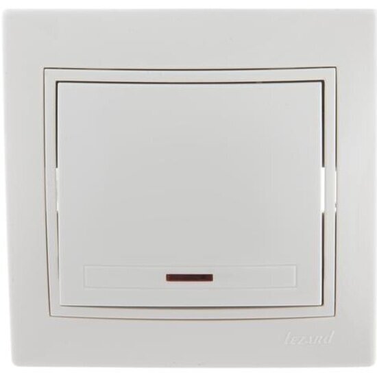Выключатель Lezard 1-кл. СП Mira 10А IP20 с подсветкой с бел. вставкой бел, 701-0202-111